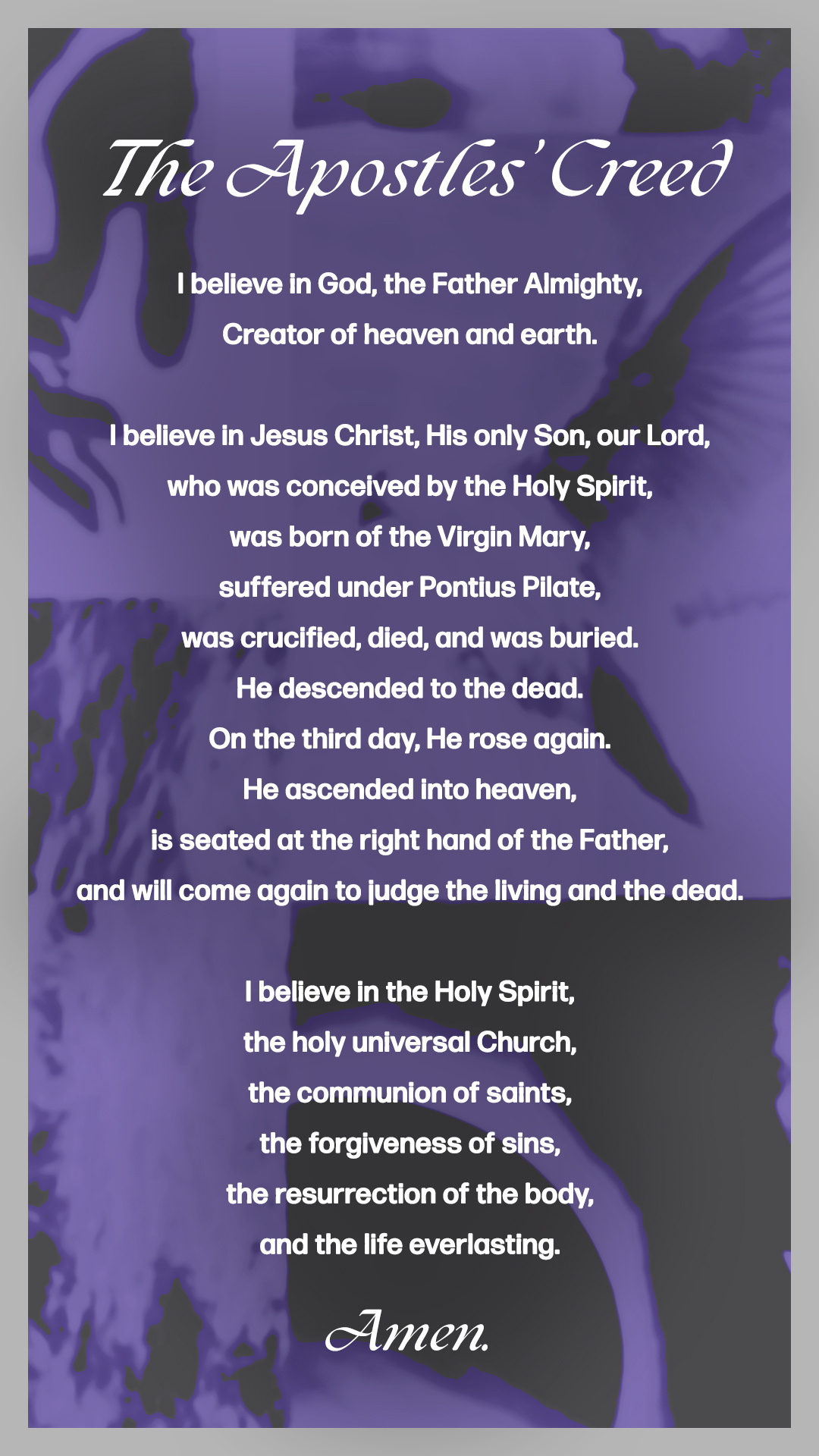 Apostles Creed Prayer Words